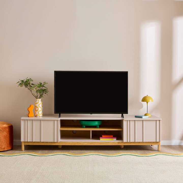 Dunelm Elements Thompson Extra Wide TV Unit for TVs up to 75" Mushroom ...