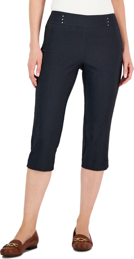 JM Collection Petite Waverly Denim Pull On Capri Pants, Created for ...