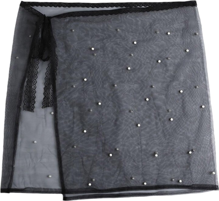 Gissroys Women Vintage Sheer Gauze Half Skirt Hip Scarf Tie Up Elegant ...