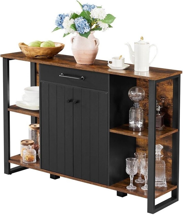 Farmhouse Rustic Wood Buffet Dining Sideboard Storage Cabinet - 47.2"L ...