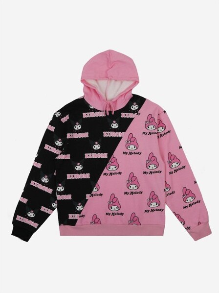 SANRIO Kuromi & My Melody Repeat Split Unisex Adult Graphic Hoodie-Medium - ShopStyle ...