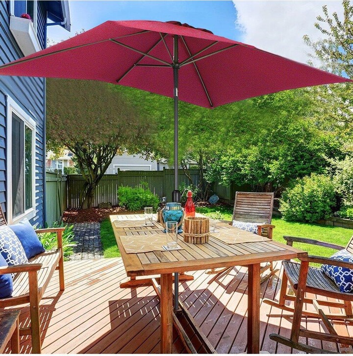 Living and Home Waterproof Rectangular Parasol for Outdoor with Cross ...