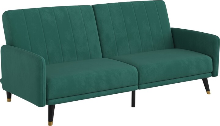 Emma and Oliver Premium Padded Velvet Upholstered Split Back Sofa Futon ...