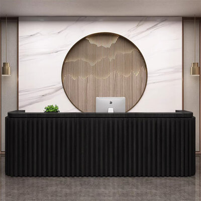 Ivy Bronx Keikilani Rectangular Laminate Reception Desk with Filing ...