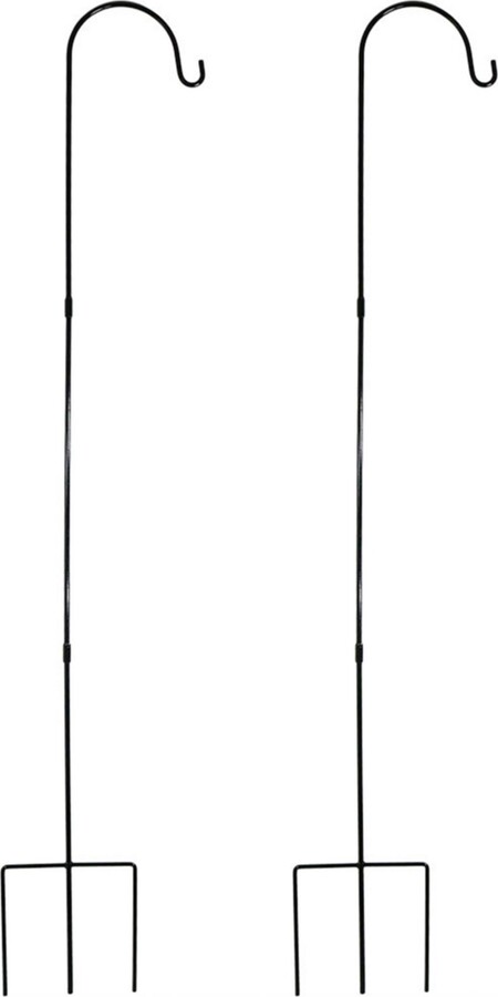 Sunnydaze Decor Black Steel Hanging Single Shepherd Hooks - 82 in - Set ...