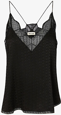 Zadig & Voltaire Womens Noir Christy Lace-trimmed ilk-crepe de Chine Camisole - ShopStyle