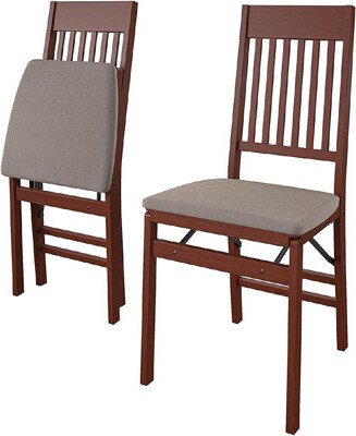 Gracie Oaks Back Solid Wood Folding Chair With Thick Fabric Padded, 2 ...