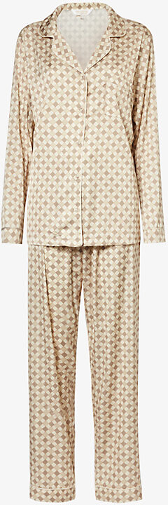 The Nap CO Womens Almond Check Relaxed-fit Satin Pyjamas - ShopStyle ...
