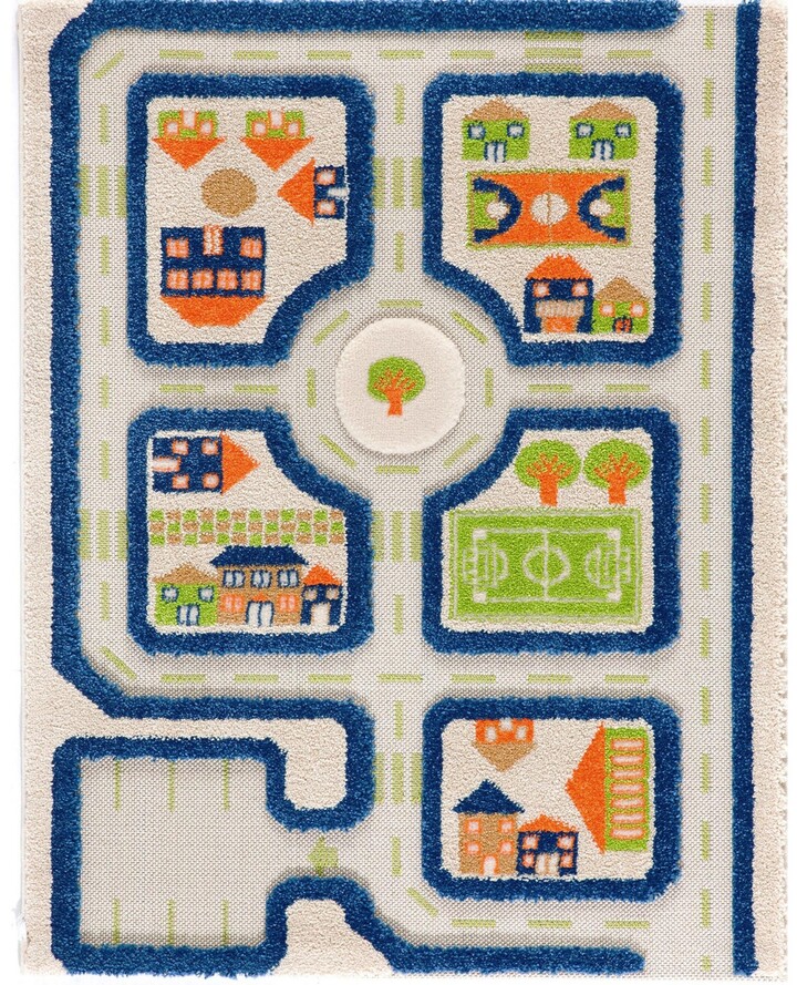 IVI Traffic 3D Childrens Play Mat & Rug in A Colorful Town Design with ...