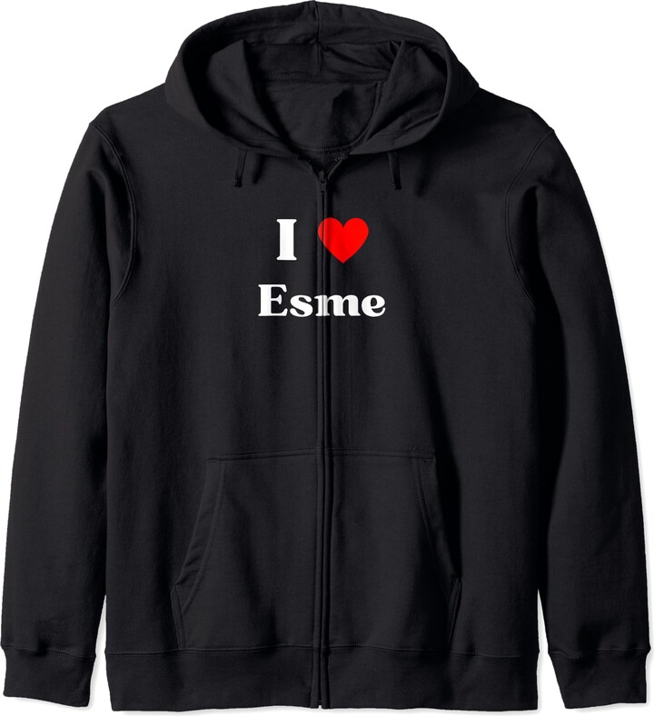 Pool British Popular Girls Names Fun Graphic-I love Esme Zip Hoodie ...
