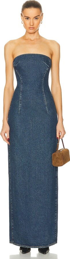 GRLFRND Lena Column Dress in Denim-Dark - ShopStyle
