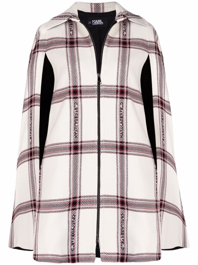 Karl Lagerfeld Paris Checked Logo-Detail Cape - ShopStyle