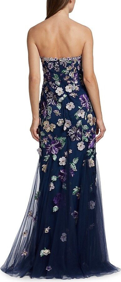 Marchesa Notte Embroidered Tulle Mermaid Gown - ShopStyle Evening Dresses