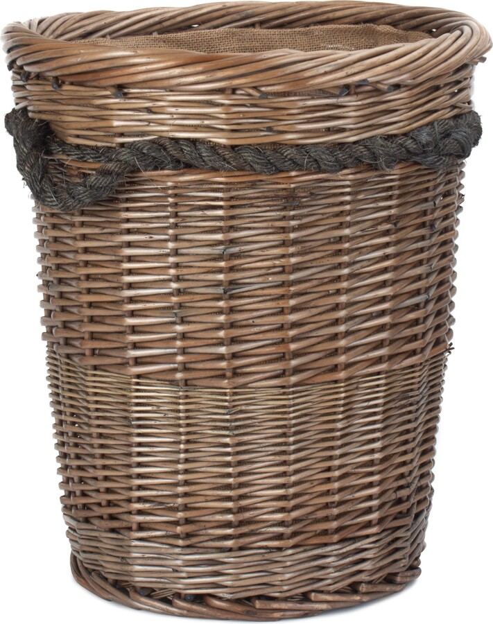 Red Hamper Wicker Tall Deluxe Hessian Lined Rope Handled Log Basket ...