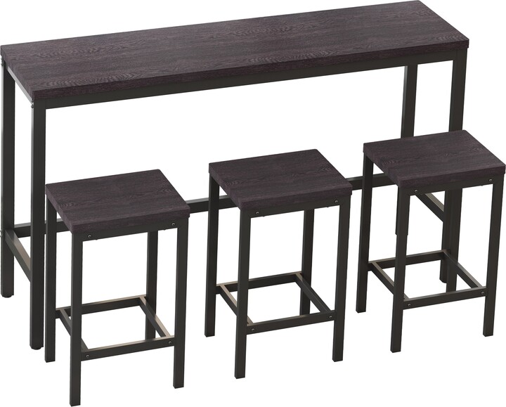 Modern Design Kitchen Dining Table， Long Dining Table Set with 3 Stools ...