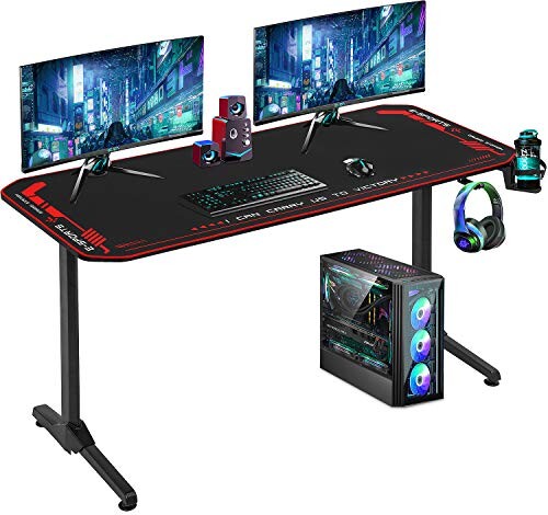 FDW Computer Desk Gaming Desk 55 inches Home Office Desk with Headphone ...