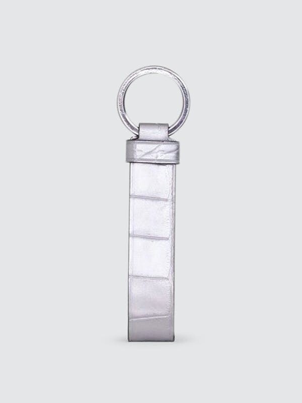 Jeff Wan Leather Loop Key Holder in Embossed Croc - Grey - ShopStyle