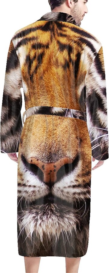 Showudesigns Animal Tiger Print Bath Robe Men's Dressing Gown Adults ...