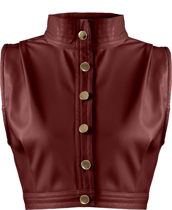 Kargede Women's Whisper – Wine Red High Neck Vest Top, Vegan Leather ...