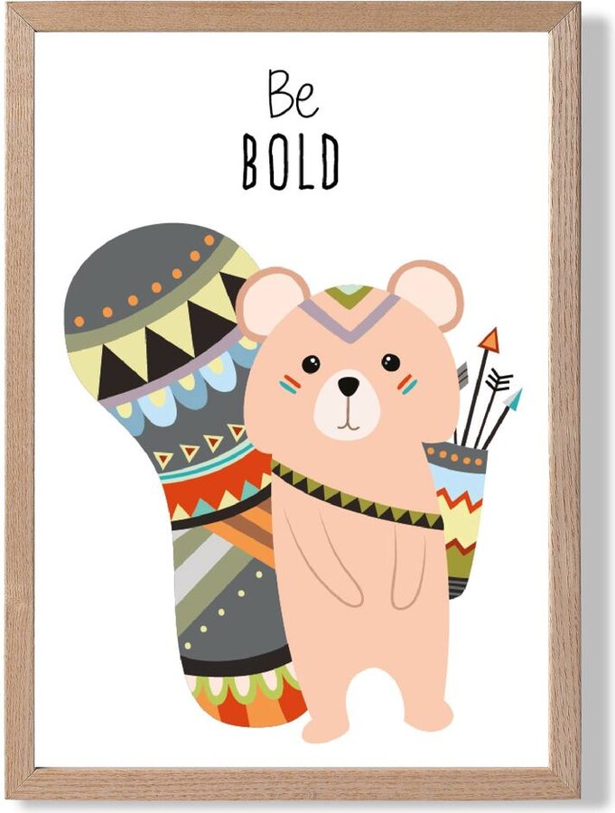 ARTZE Be Bold Squirrel Tribal Animal Quote Poster with Oak Hanger ...