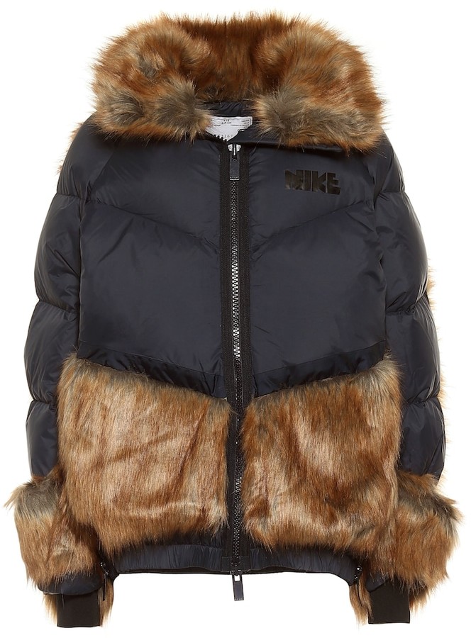 Nike X Sacai Faux Fur-Trimmed Down Jacket - ShopStyle