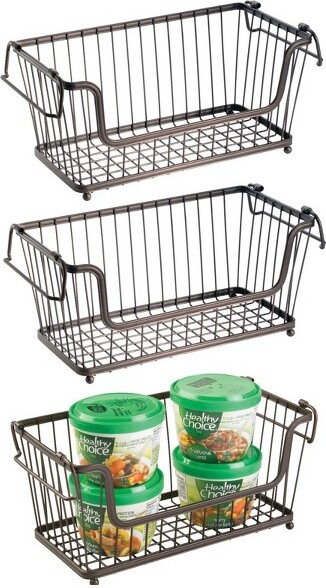 mDesign Stackable Metal Wire Basket for Kitchen Storage - 3 Pack ...