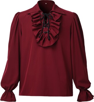 GRACEART Mens Pirate Shirt Ruffle Colonial Shirt Renaissance Poet ...