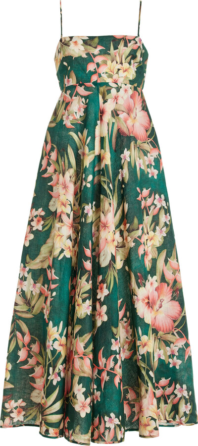 Zimmermann Lexi Floral-Printed Linen Midi Dress - ShopStyle