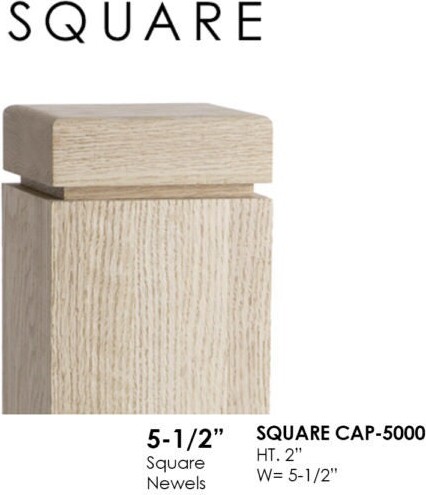 Etsy White Oak Square Cap-5000 - Top Cap For 5-1/2" Wood Newel Posts Wo ...