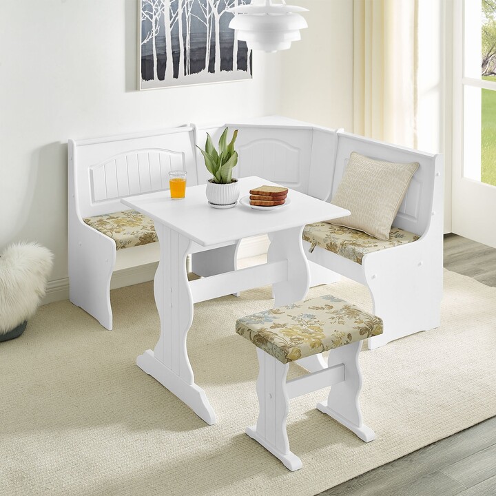 BIKAHOM 3 Pieces Solid Wood Breakfast Nook Corner Table Set with Side ...