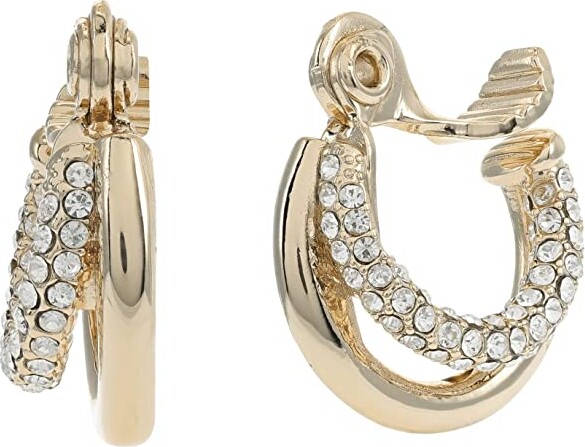 Lauren Ralph Lauren 15 mm Clip 2 Row Pave Hoop Earrings - ShopStyle