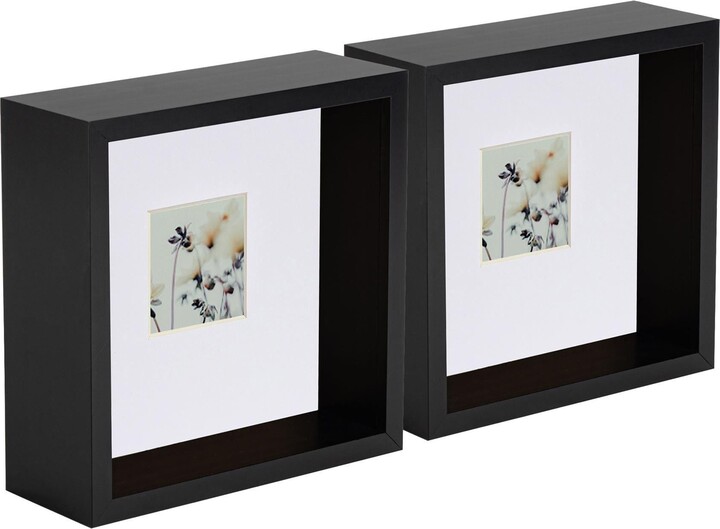 Nicola Spring Black 6x6" 3D Deep Box Photo Frames 2x2" White - x5 ...