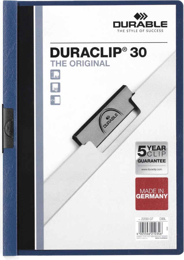 Durable DURACLIP 30 Sheet Document Clip File Folder - 25 Pack - A4 Dark ...