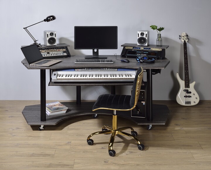 RASOO 71''L Eleazar Computer Gaming Table Music Recording Studio Desk ...