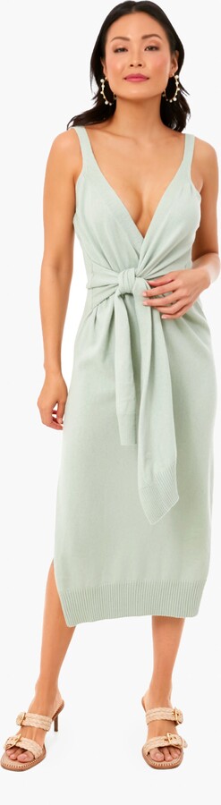 SIMKHAI Lichen Ezra Cotton Cashmere Slit Wrap Midi Dress - ShopStyle