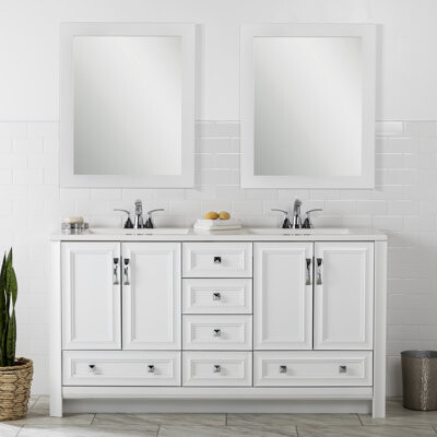 Spring Mill Cabinets Nimay 60.5'' Double Bathroom Vanity with Cultured ...