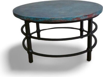 Etsy 36" Round Hammered Copper Coffee Table. Forged-Iron Base, Top ...