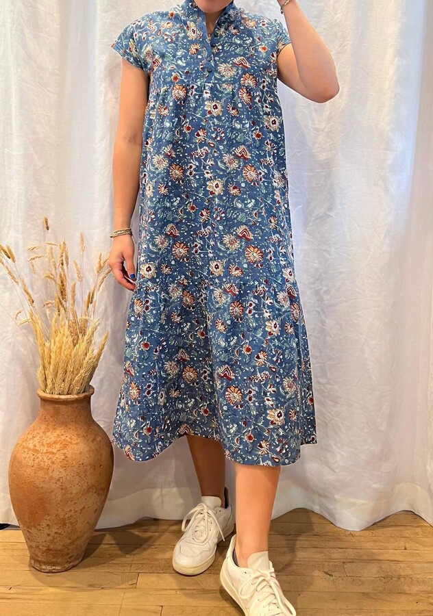 milkweed textile studio Homestead Dress In Blue Multi - ShopStyle