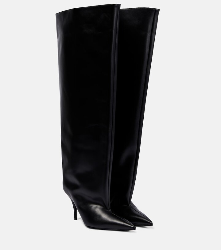Balenciaga Waders leather knee-high boots - ShopStyle