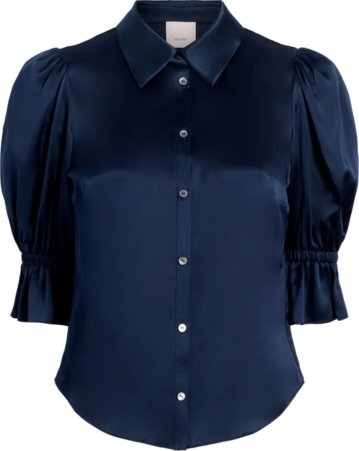 Cinq à Sept Fiona puff-sleeves silk blouse - ShopStyle