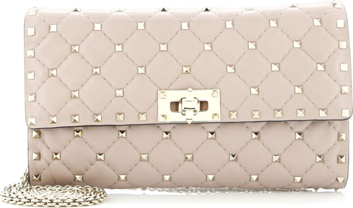 Valentino Garavani Rockstud Spike Wallet on Chain Quilted Leather Small ...