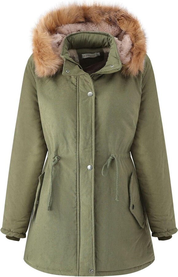 Generic Women Padded Jacket Fleece Lined Sherpa Down Jackets Hoodies ...