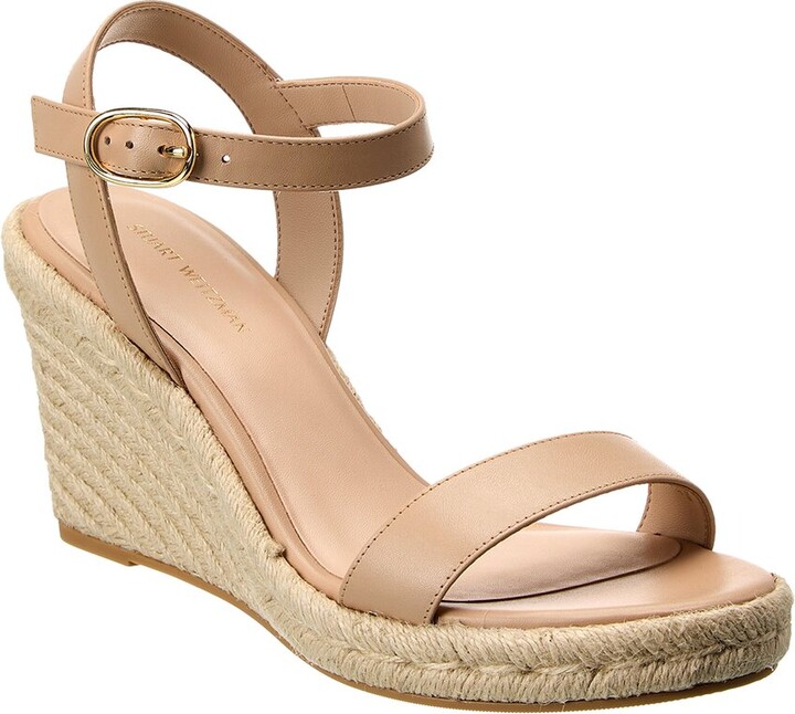 Stuart Weitzman Teddi Leather Wedge Sandal - ShopStyle