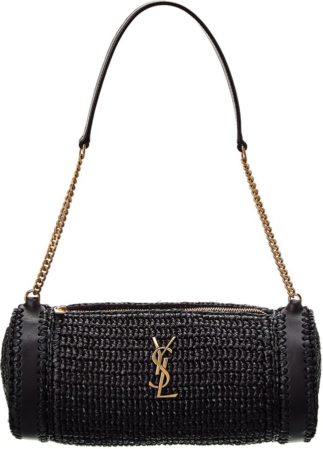 Saint Laurent Small Raffia & Leather Tube Bag - ShopStyle