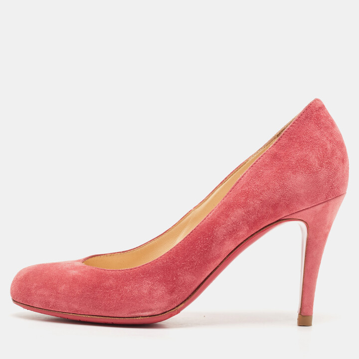 Christian Louboutin Rose Red Suede Ron Ron Pumps Size 37 - ShopStyle