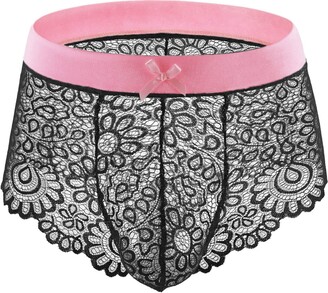 CHICTRY Men's Feminine Panties Silky Satin Lingerie Sissy Knickers Panties Wine Red M ...