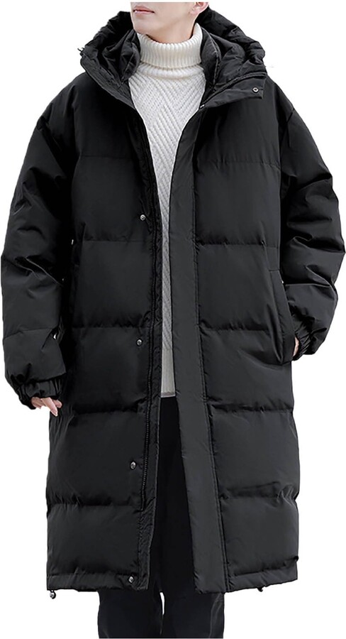 XBlave Down Coat Men's Long Winter Jacket Warm Puffer Jacket Quilted ...