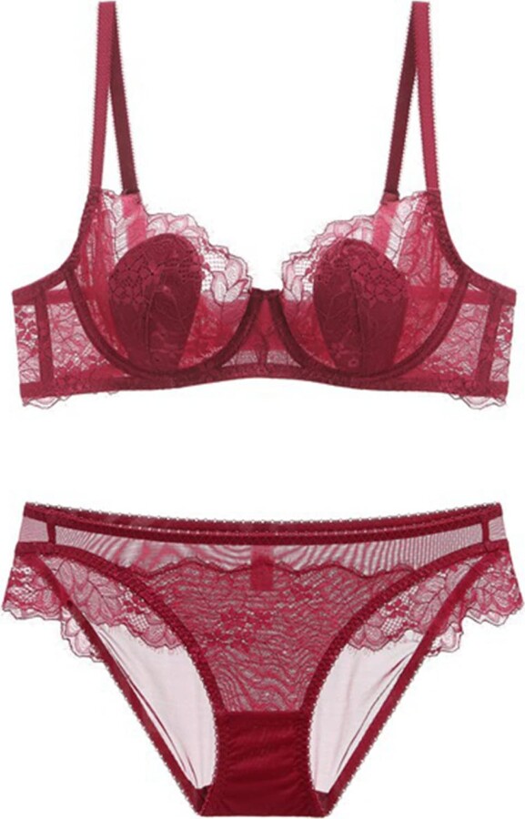 Necalisi Bra Lingerie Sets Wine red Low Back Bra for Underwired Lifting ...