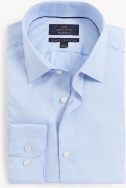 M&S SARTORIAL Tailored Fit Pure Cotton Herringbone Shirt - ShopStyle