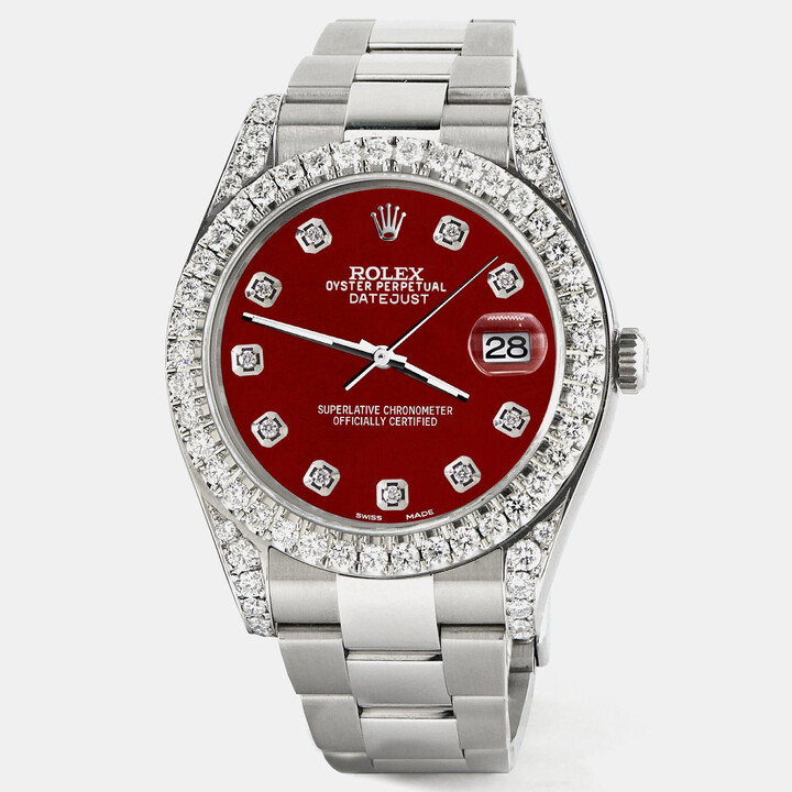 Rolex Custom Imperial Red 4.4CT Diamond Stainless Steel Datejust 126300 ...